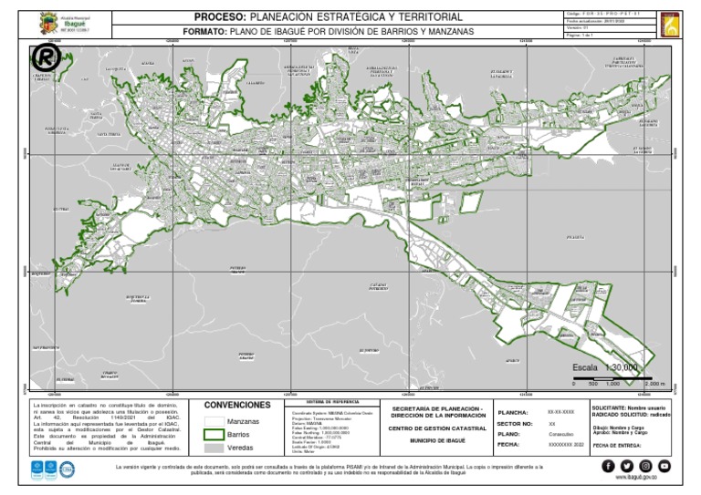 Plano de Ibague Barrios y Manzanas | PDF | Geografía | Datos ...