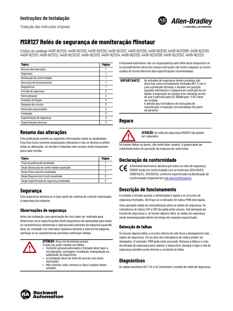 MSR127 Relés de Segurança | PDF | Rede elétrica | Relé