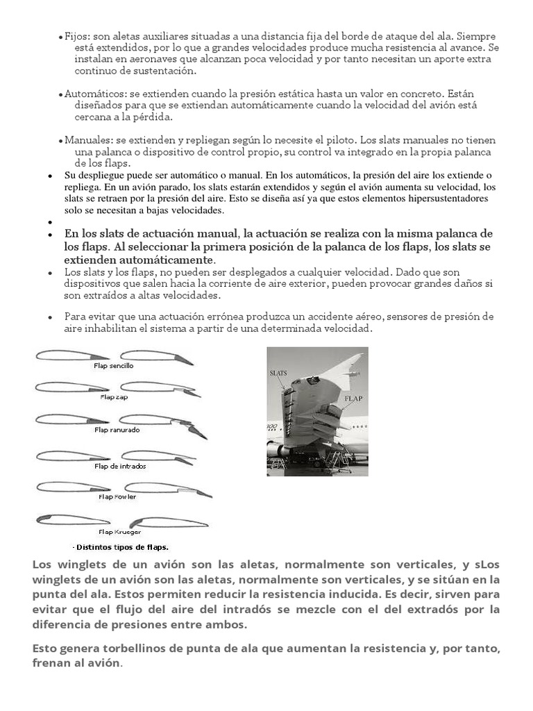 Los diferentes tipos de slats y su funcionamiento | PDF | Avión | Aviación