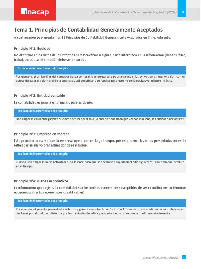Principios de La Contabilidad Generalmente Aceptados (PCGA) | PDF ...