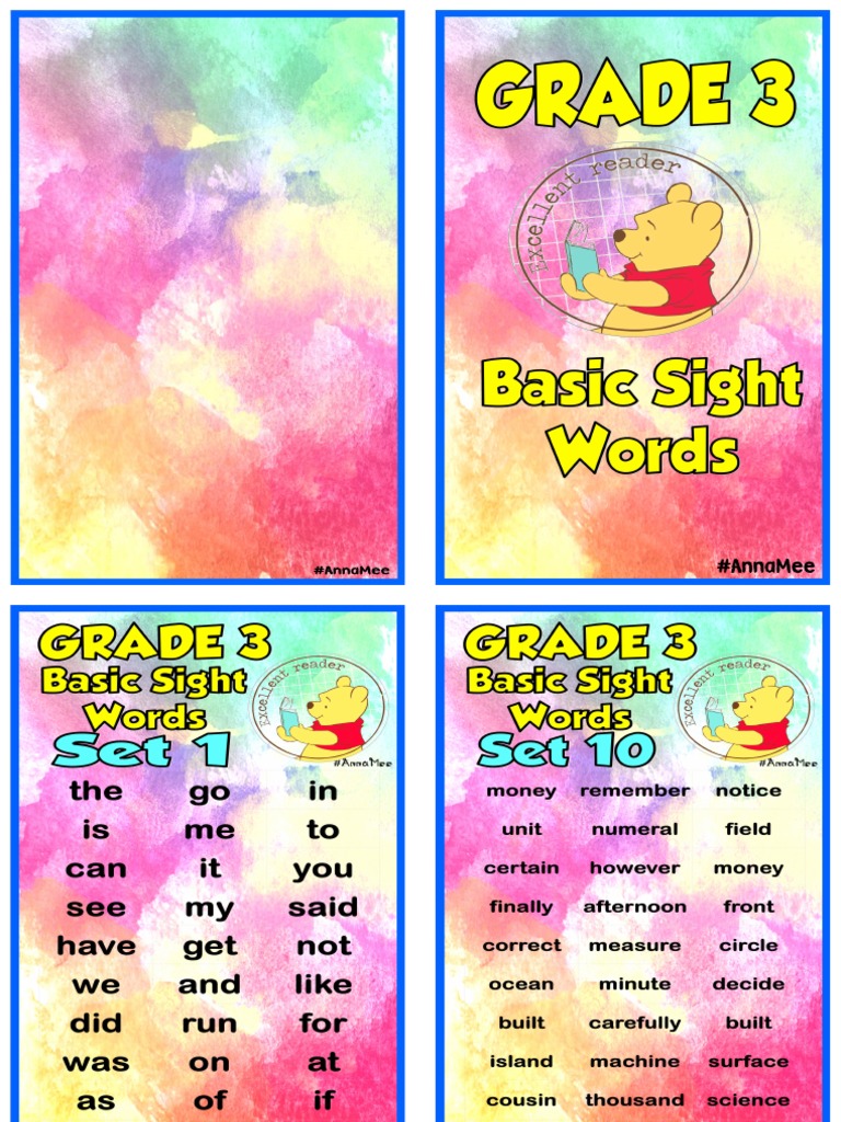 Pooh Abstract Basic Sight Words 2022 Booklet | PDF