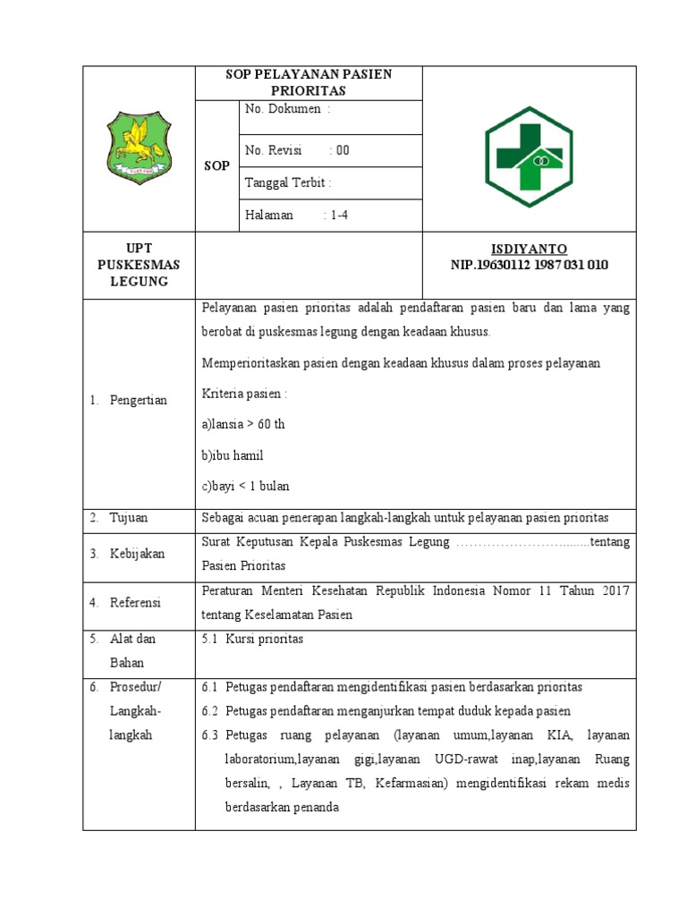 Sop Pelayanan Pasien Prioritas | PDF | Sains & Matematika