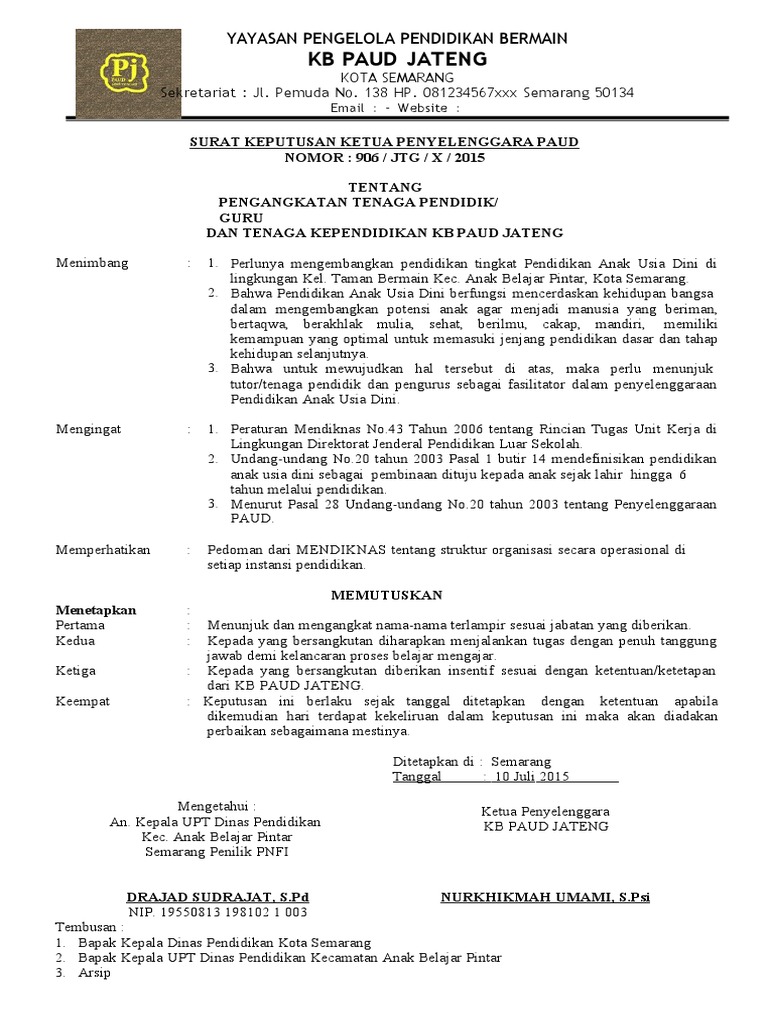 Contoh SK Guru | PDF