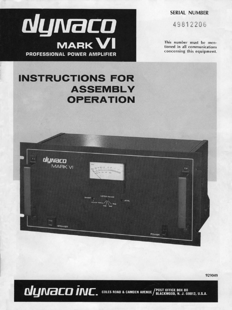 Dynaco Mark VImanual | Download Free PDF | Loudspeaker | Amplifier
