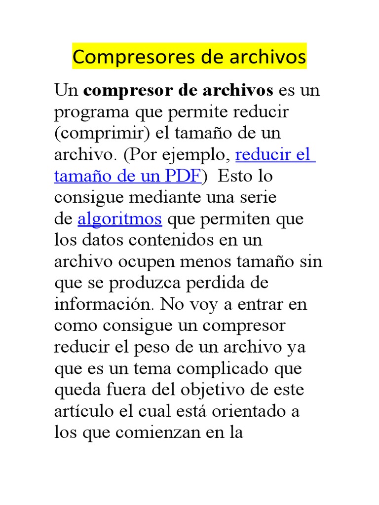 Compresores de Archivos: Guía Básica | PDF | Informática
