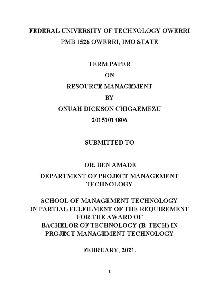Resource Management | PDF | Project Management | Resource