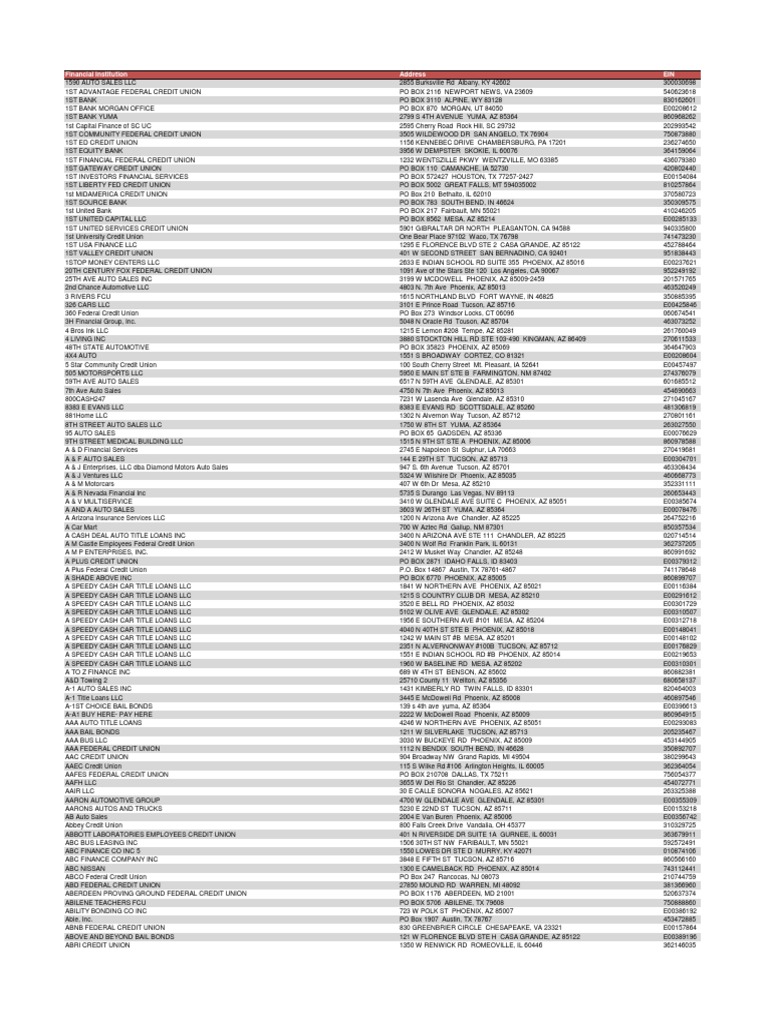 Ein Extensive List | PDF | Arizona | Phoenix