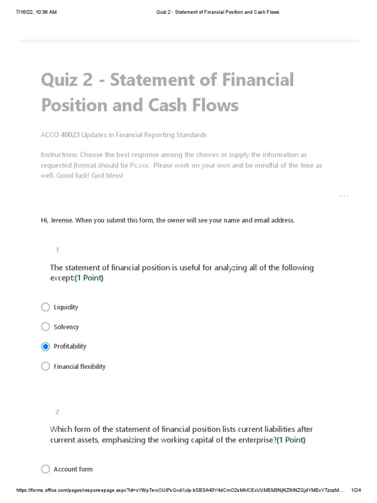 Analysis of Key Financial Statements: Statement of Financial Position ...