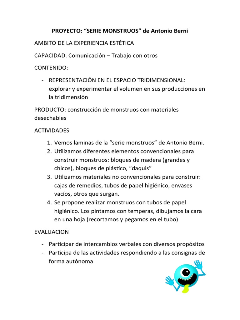 Proyecto Monstruos Berni | PDF