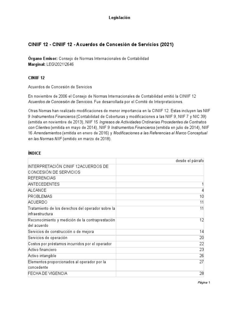 Ifric 12 | PDF | normas internacionales de INFORMACION FINANCIERA ...