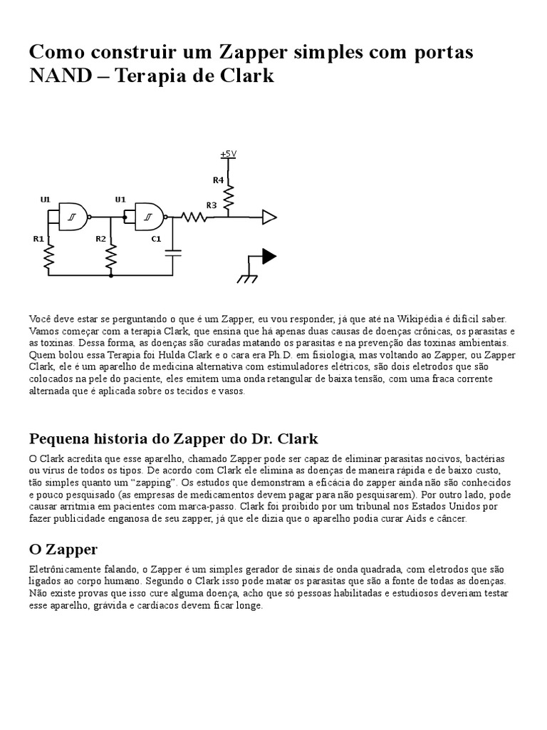 Circuito ZAPPER - Terapia de Clark | PDF | Rede elétrica | HIV/AIDS