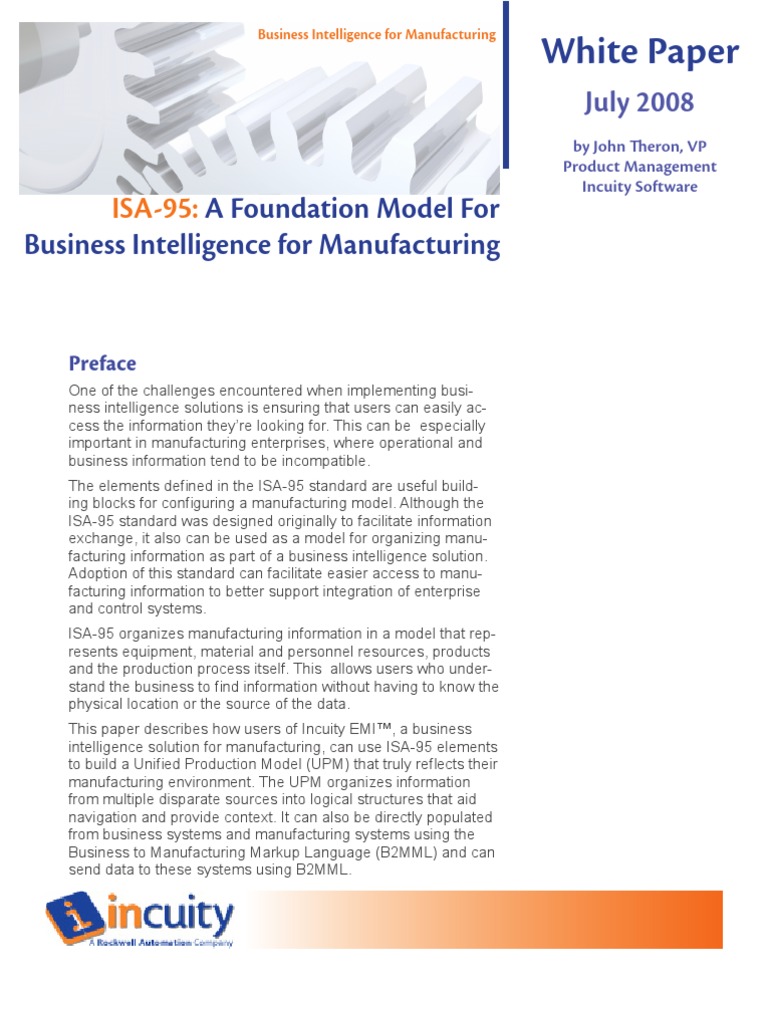 ISA 95 White Paper - PDF - Final | PDF | Business Intelligence ...