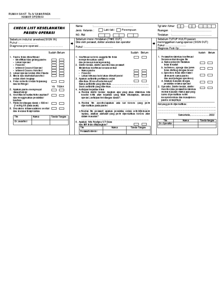 TIME OUT (Checklist Keselamatan Pasien) SKP 4 | PDF TIME OUT (Checklist Keselamatan Pasien) SKP 4 | PDF