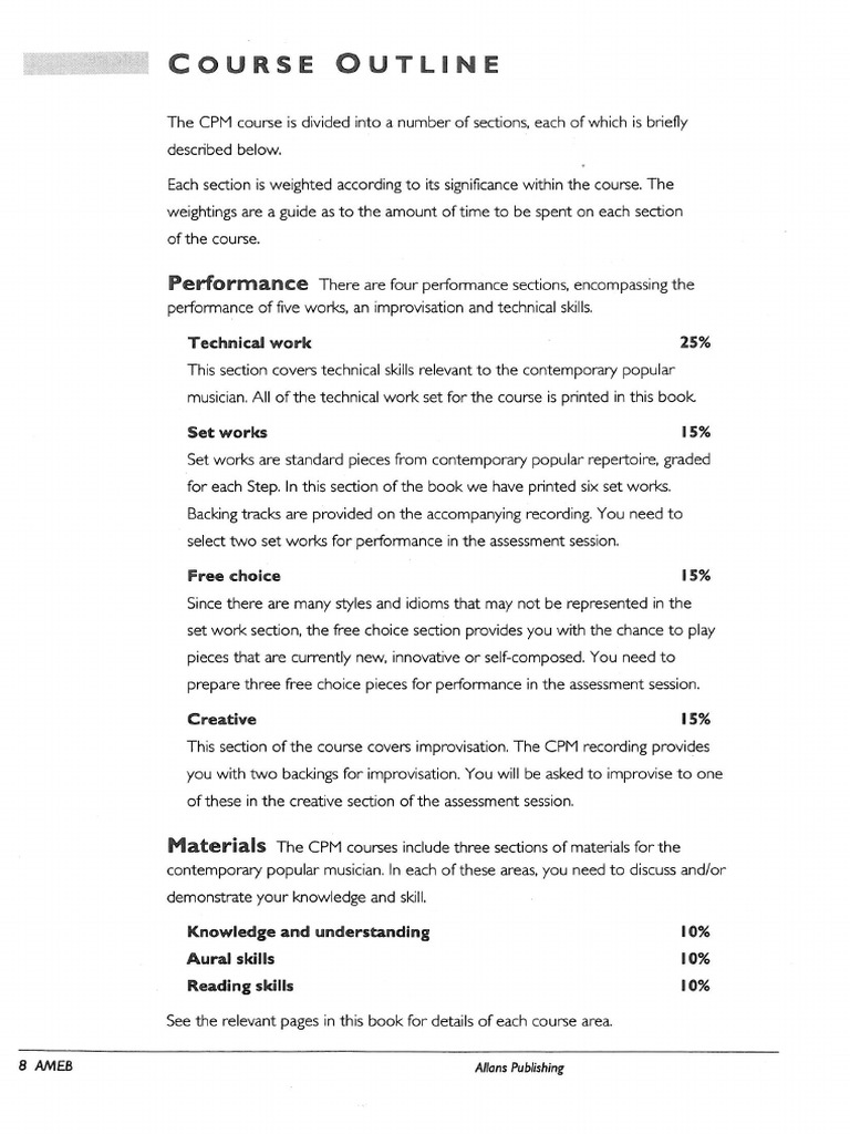 AMEB CPM Guitar Grade One - Course Outline | PDF