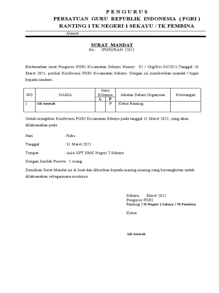 Mandat Pgri Sd-Mi | PDF