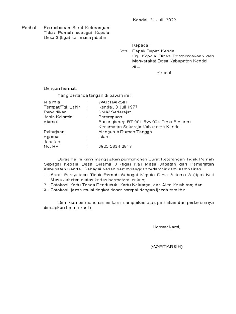 Contoh Permohonan Suket 3 Periode | PDF