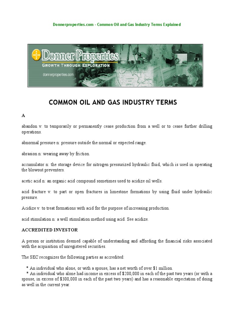 Common Oil and Gas Industry Terms Defined | PDF | Casing (Borehole ...