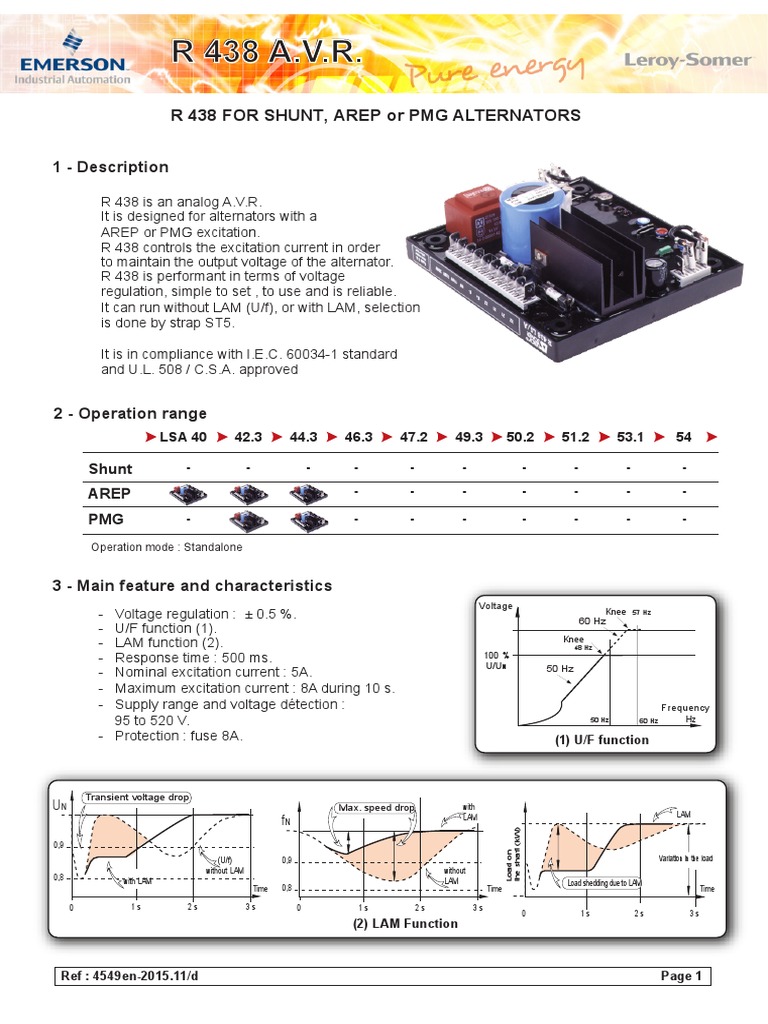 R 438 A.V.R.: R 438 For Shunt, Arep or PMG Alternators | PDF ...