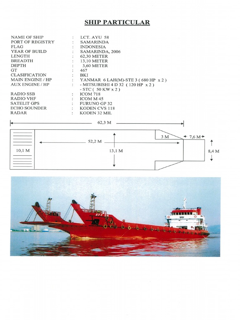 Ship Particular Ayu 58 | PDF
