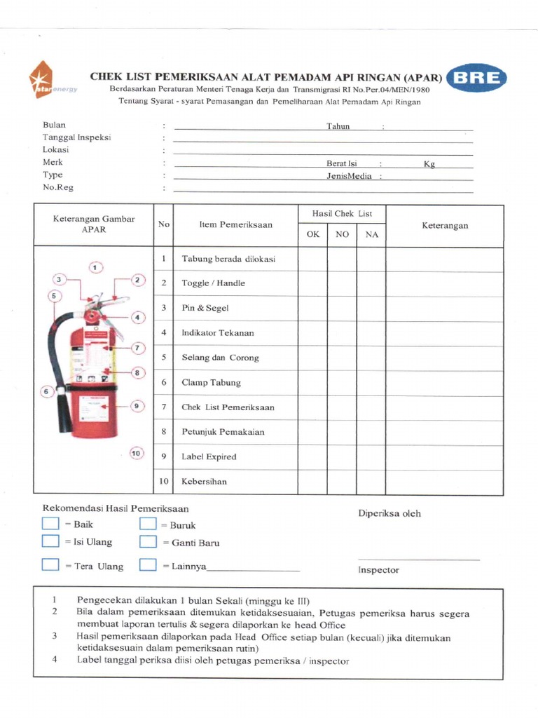 Form APAR Ispection BRE | PDF