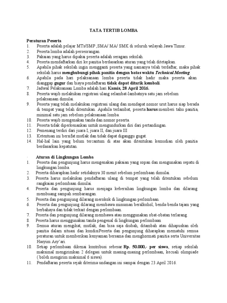 Tata Tertib Lomba | PDF