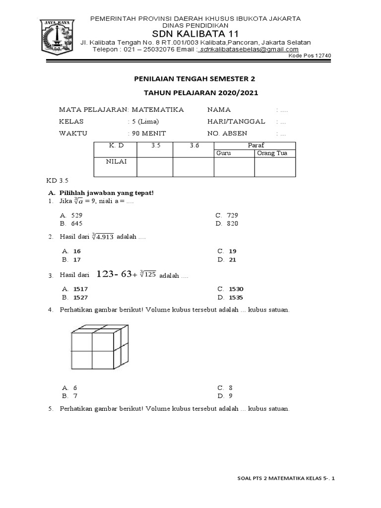 Soal PTS 2 MTK Ok | PDF