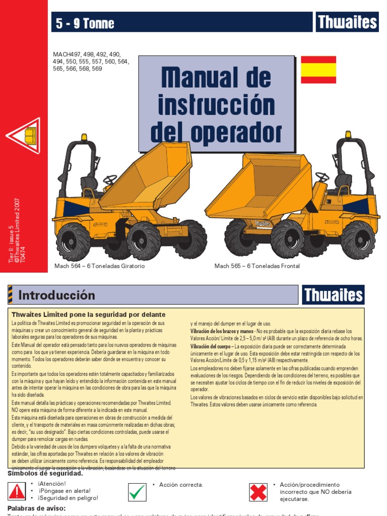 Dumper Manual de Operacion | PDF | Acelerador | Ingeniería mecánica