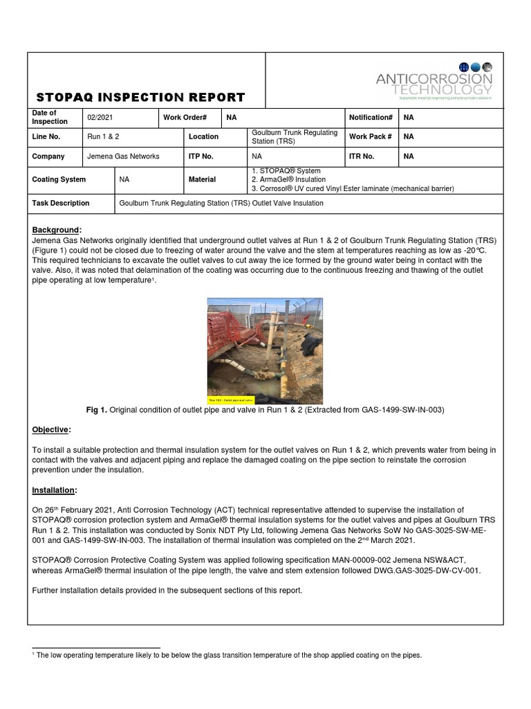 ACT Report - Goulburn TRS Insulation - Jemena Gas Networks | PDF ...