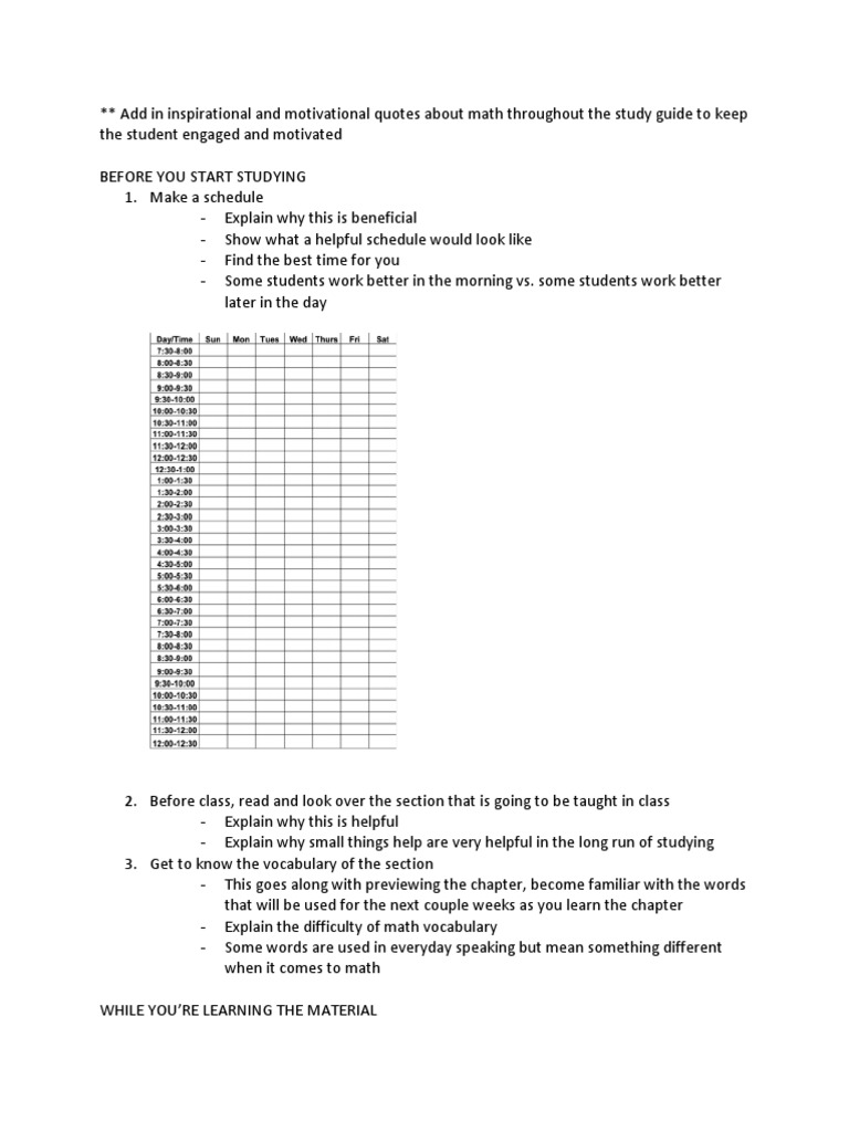 Math Guide | PDF | Homework | Vocabulary