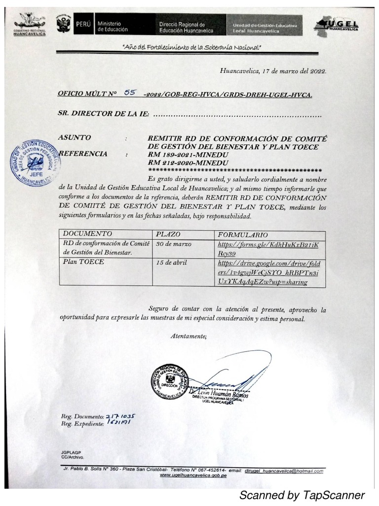 Oficio Mult N°55-2022 | PDF