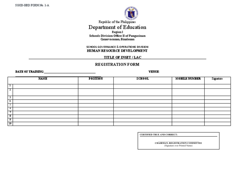 5 - 2020 Template HRD Training Registration Form | PDF