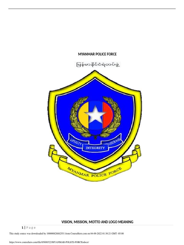 Myanmar Police Force Overview and Structure | PDF | Police | Human ...