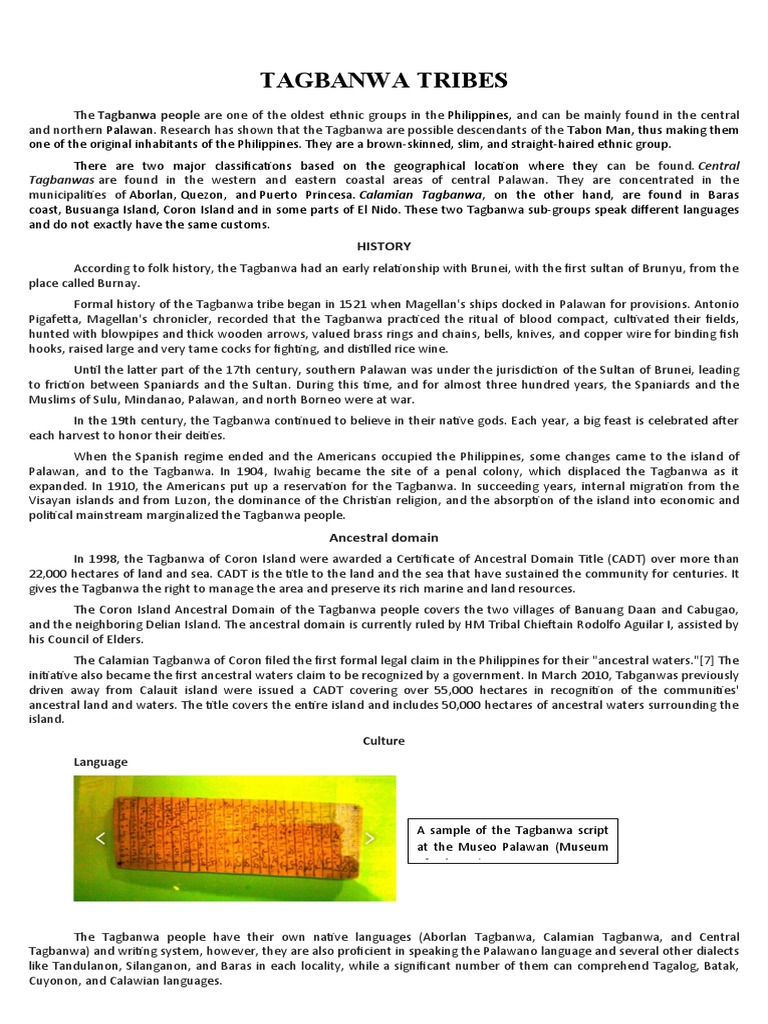 Tagbanwa Tribes | PDF