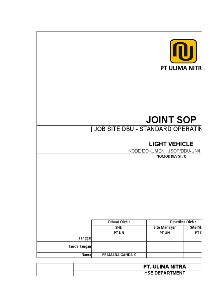 Joint SOP 07 Operasikan Light Vehicle | PDF