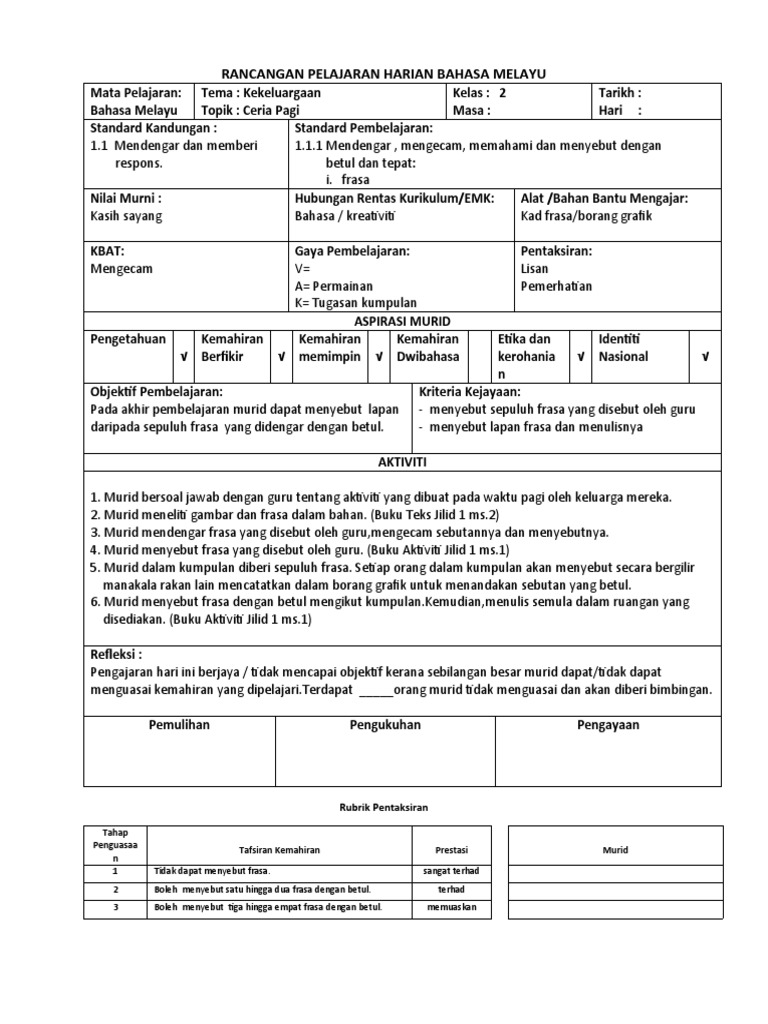 RPH BM TH 2 2021 | PDF