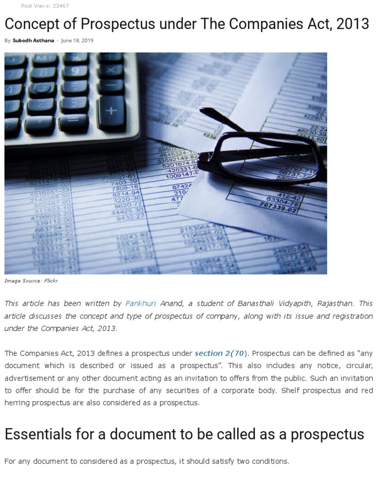 Concept Understanding of Prospectus of Company Under Companies Act ...