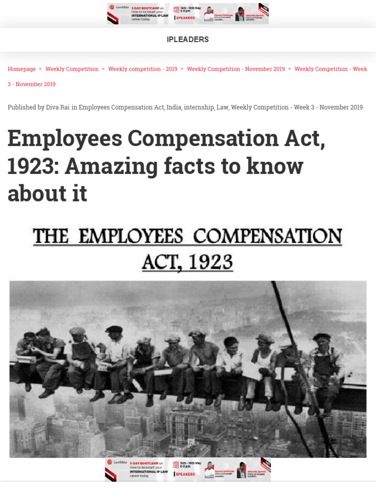 Employees Compensation Act, 1923 - Overview and Analysis | PDF | Legal ...