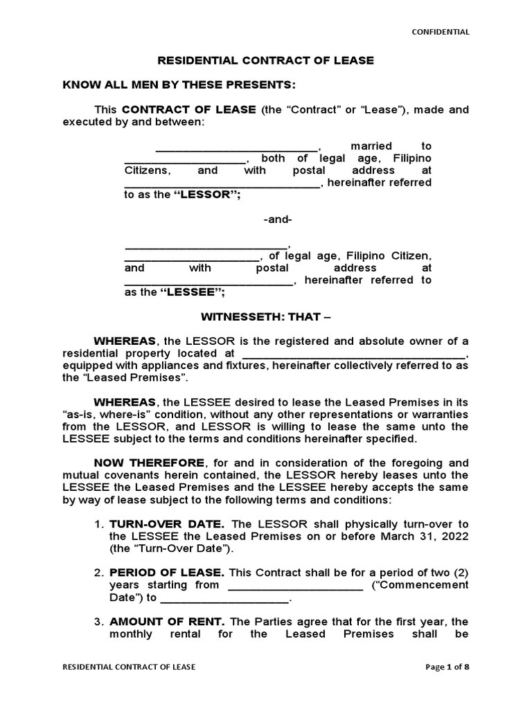 Residential Lease Agreement Template | PDF | Lease | Breach Of Contract