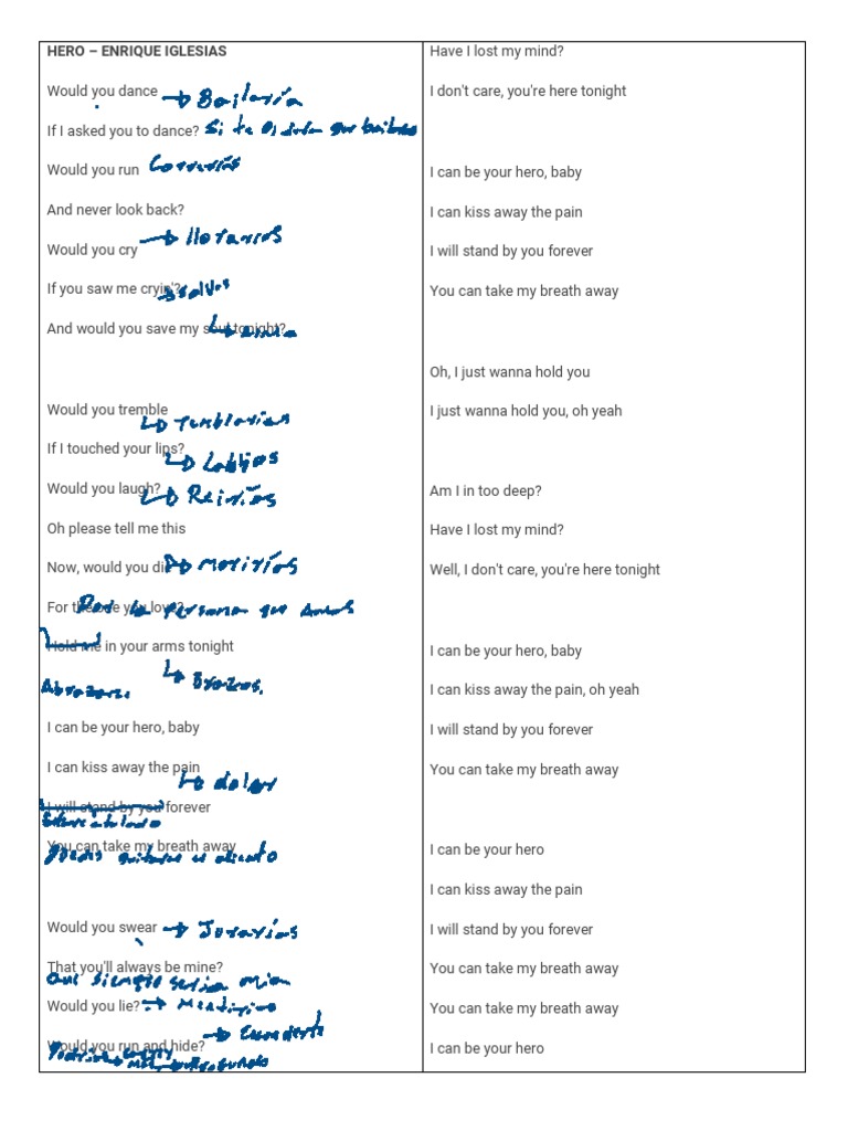 Hero - Enrique Iglesias | PDF