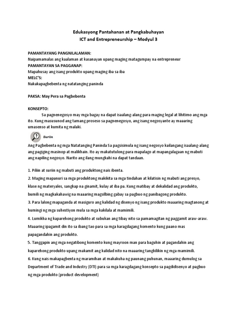 Edukasyong Pantahanan at Pangkabuhayan | PDF