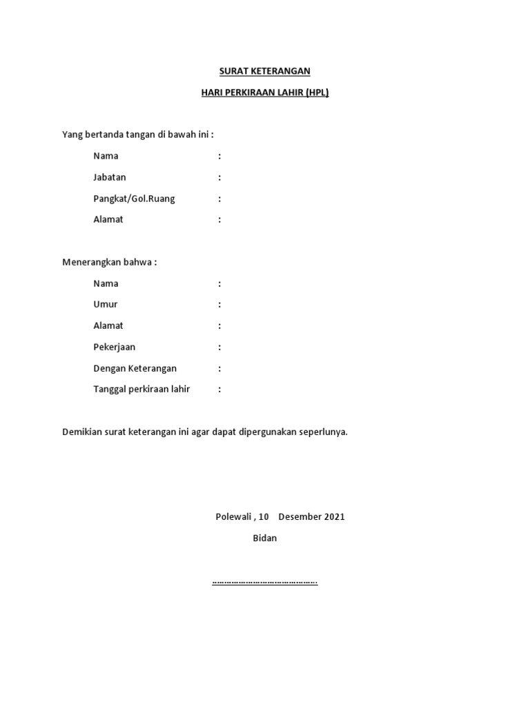 Surat Keterangan HPL | PDF
