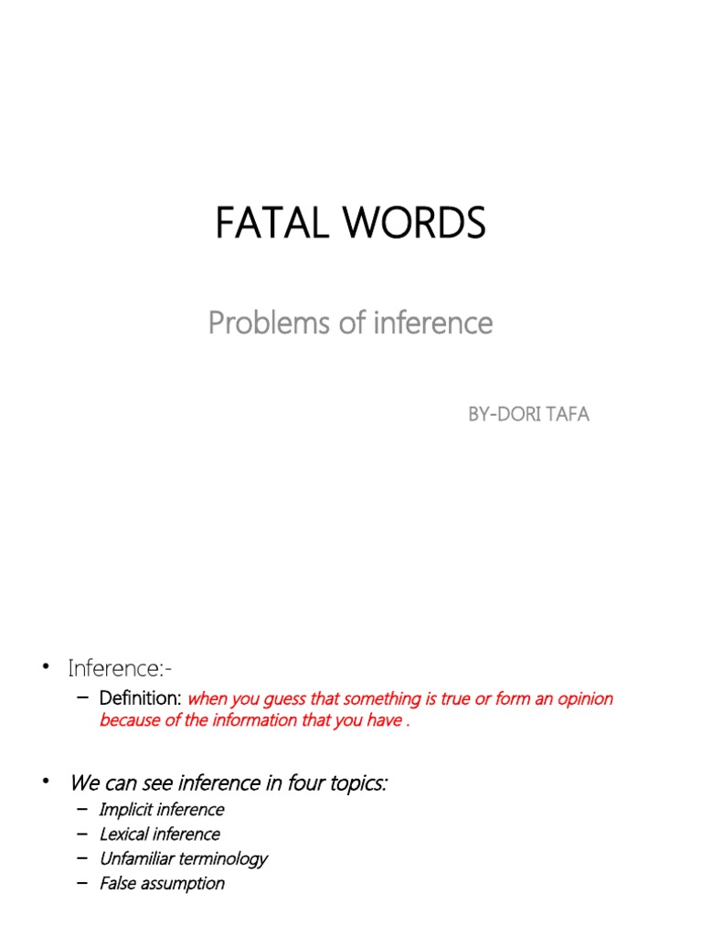 (Dori) FATAL WORDS-problem of Inference | PDF | Sentence (Linguistics ...