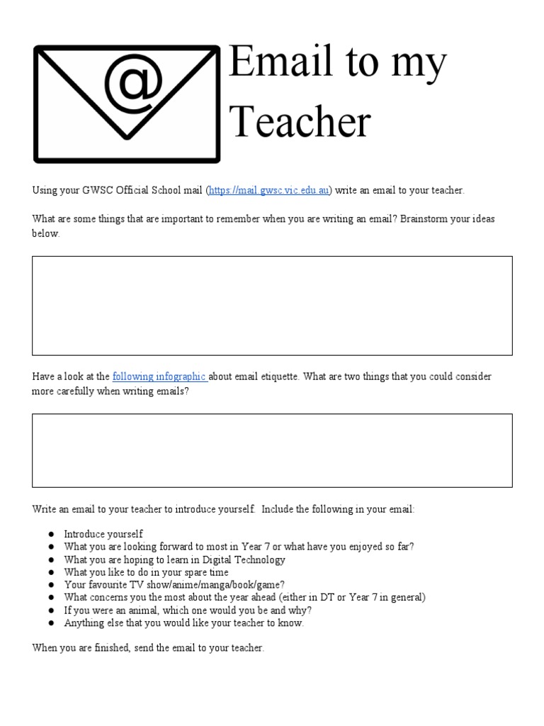 Email To My Teacher | PDF