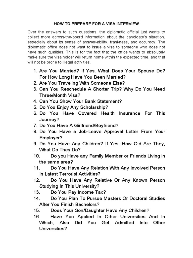 How To Prepare For A Visa Interview | PDF | Travel Visa