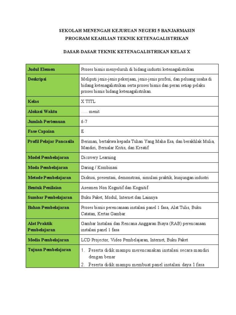 Modul Ajar Elemen 1 | PDF