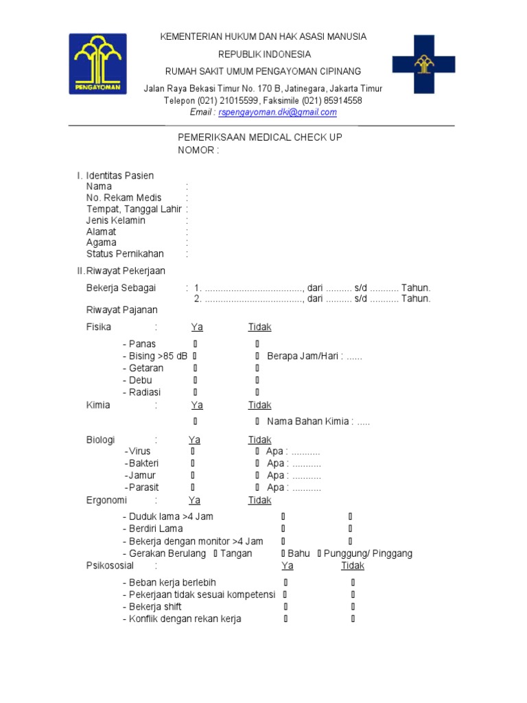 Formulis Pemeriksaan MCU | PDF