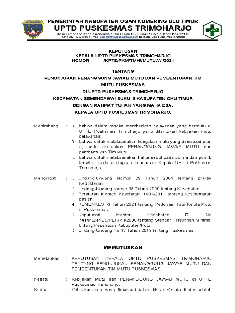 Oke 2021 SK 5.1.1 SK PJ MUTU DAN TMP | PDF