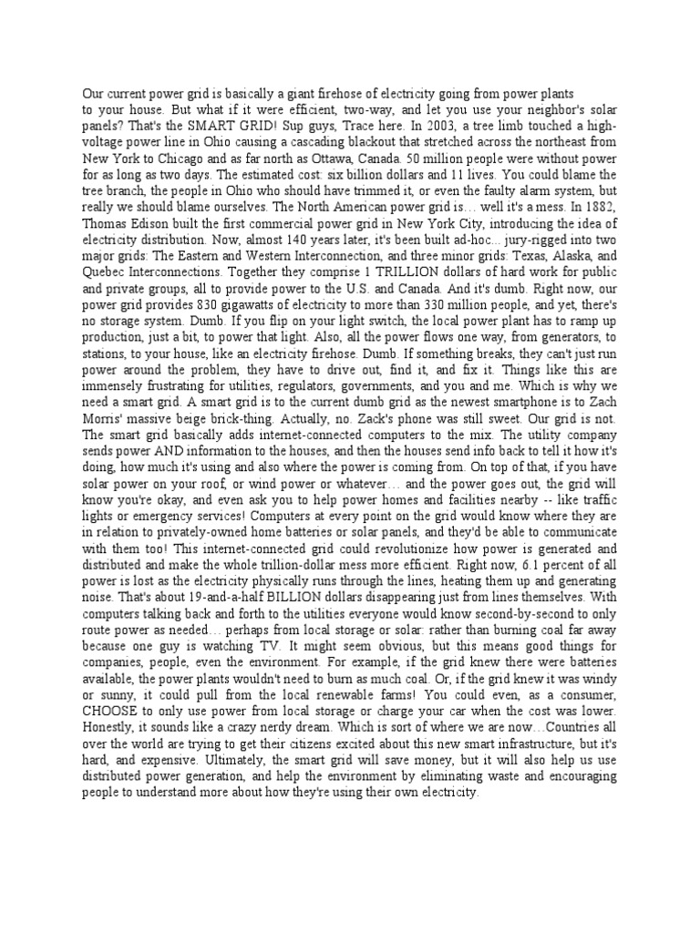 Transcript | PDF | Electrical Grid | Smart Grid