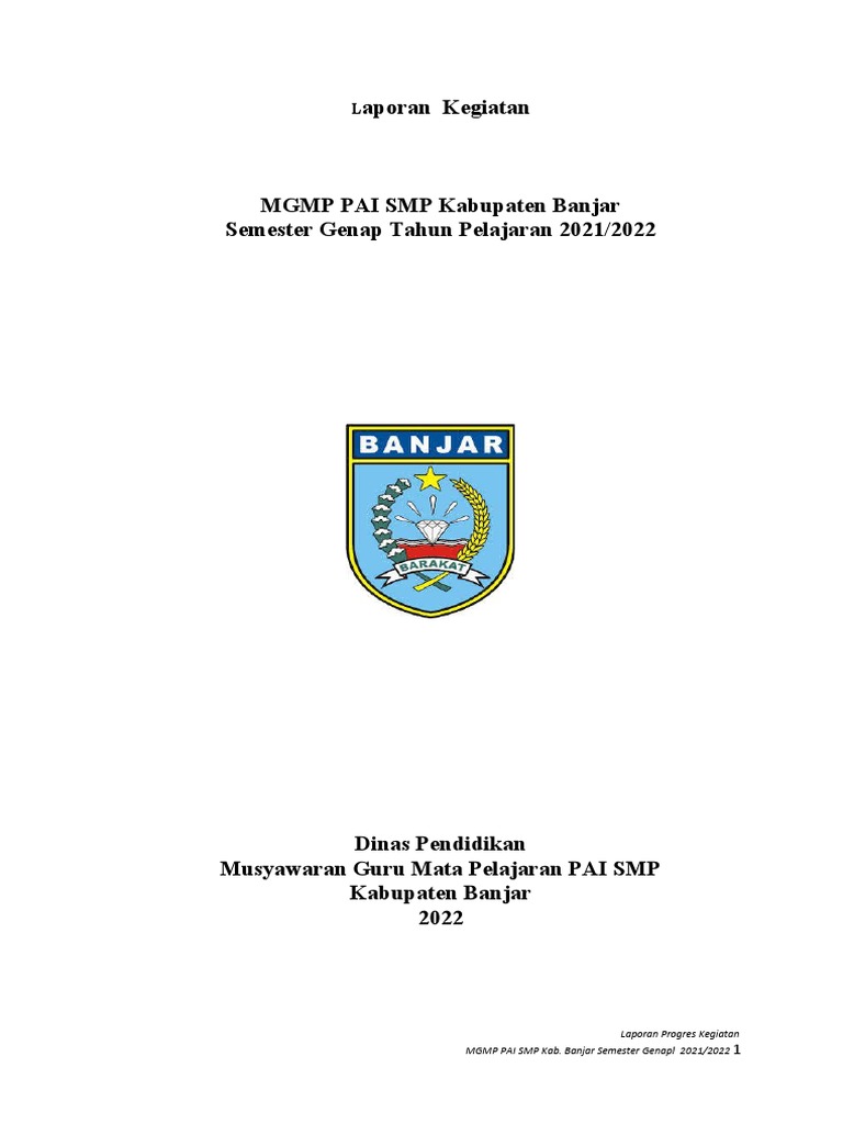 Laporan Kegiatan MGMP PAI SMP Kabupaten Banjar Tahun 2021-2022 | PDF