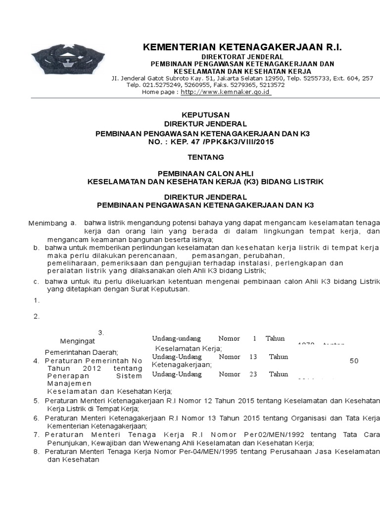 Kepdir 47 Tahun 2015 | PDF